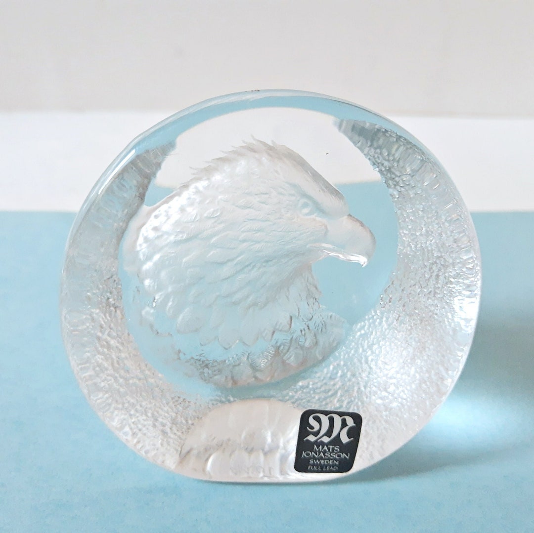 Mats Jonasson Eagle Crystal Paperweight Bald Eagle Head Bird Etsy
