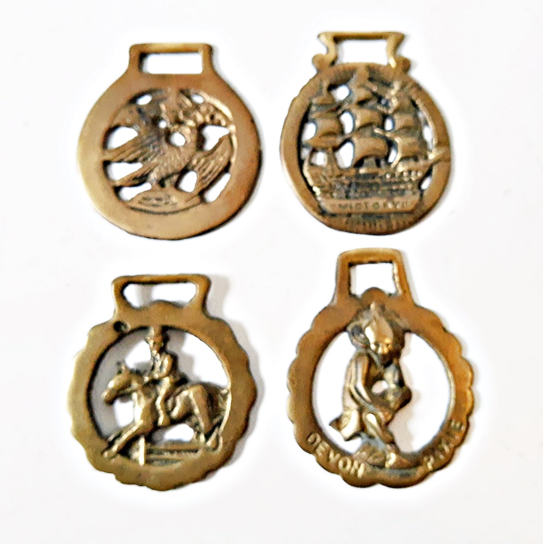 Brass Horse Bridle Saddle Ornaments Medallions Equestrian Rider, Devon Pixie, Spread Eagle ...
