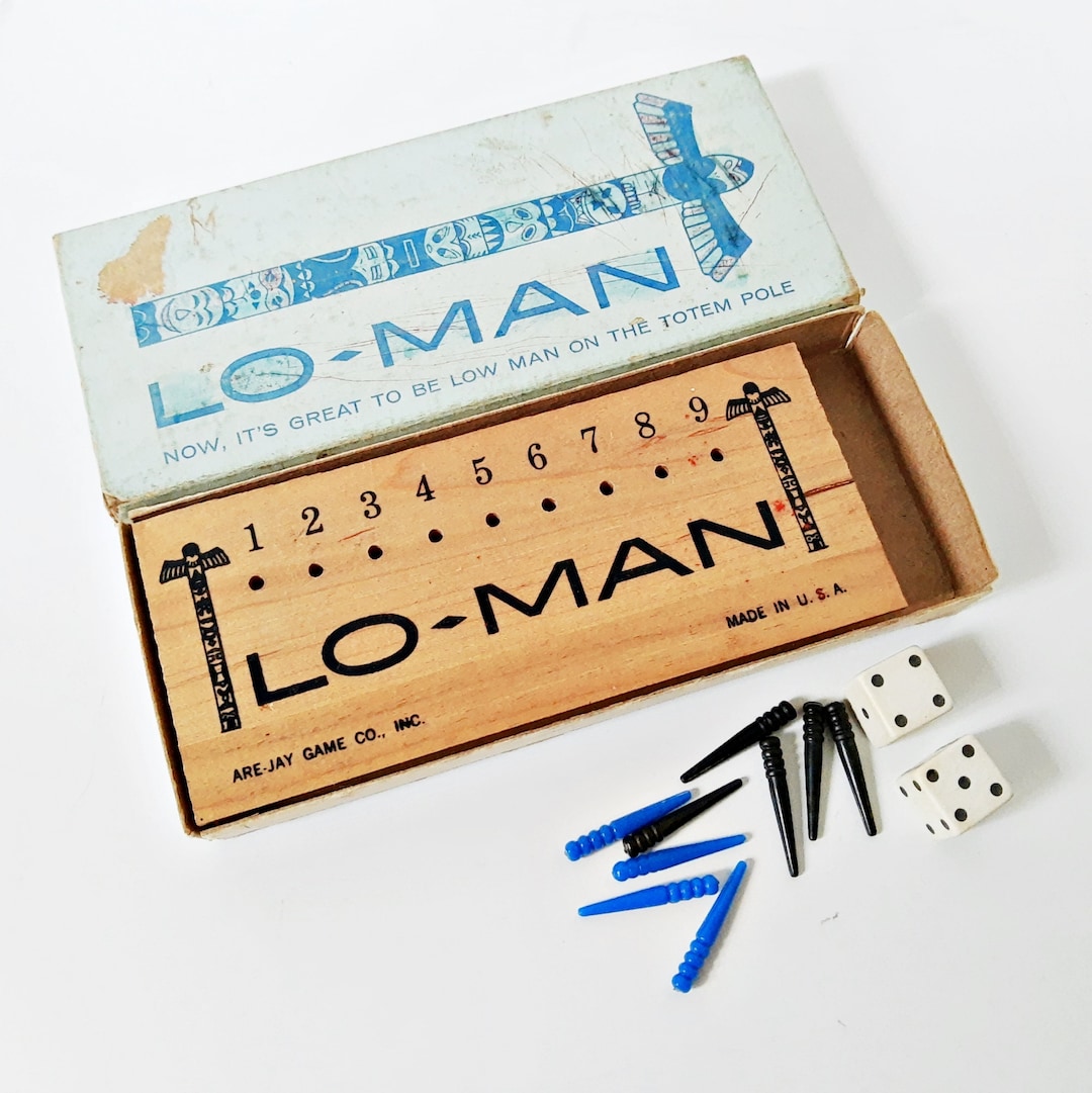 Vintage Lo Man Game, Totem Pole Peg Game, Original Box 1970s, Wood ...