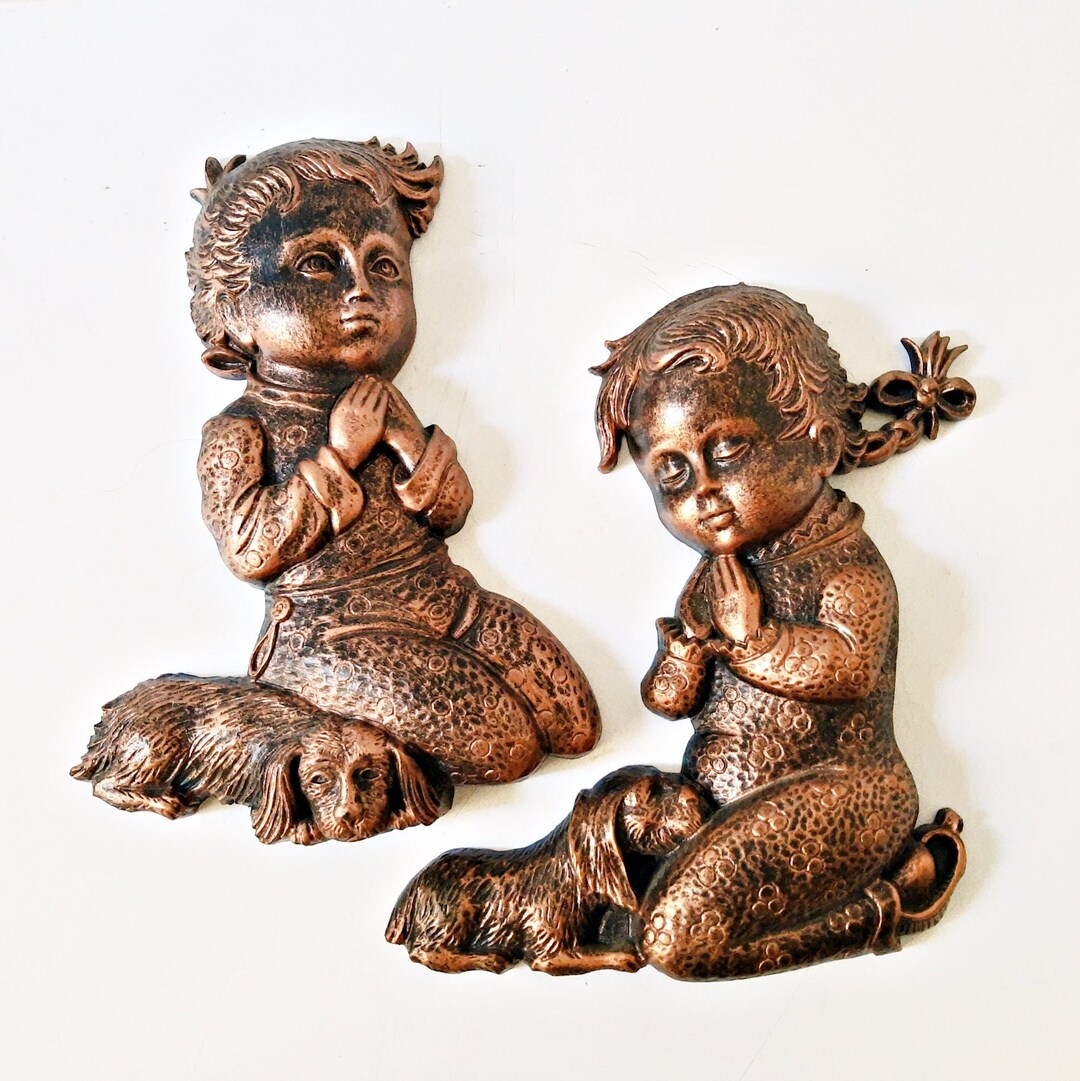 Coppercraft Guild Praying Boy and Girl, Wall Hanging,1970s Copper Craft ...