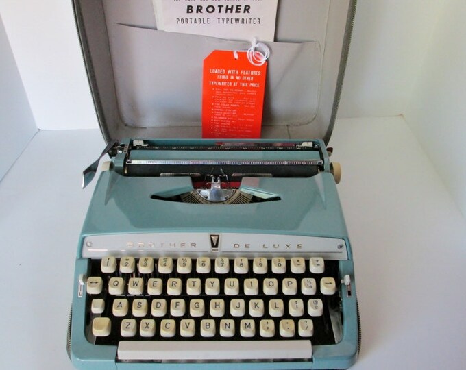 Brother Deluxe Manual Portable Typewriter Aqua Blue Green Metal With ...