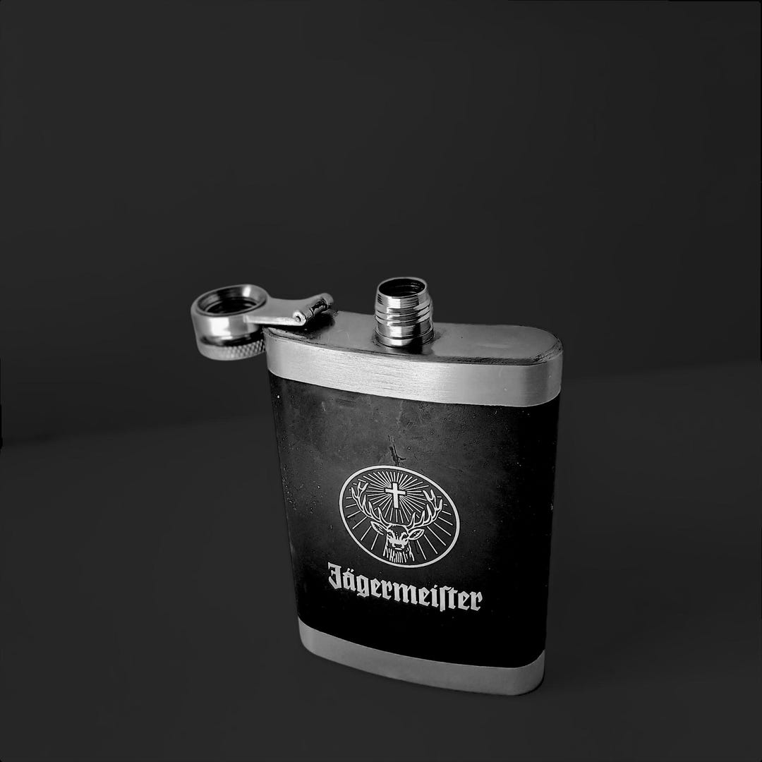Jagermeister Germany Flask, Stainless Steel 4 Oz Curved to Fit in ...