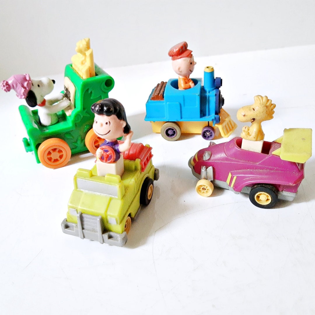 Snoopy Peanuts 1989, Friction Train Toys, Lot of 4, Lucy Woodstock Car ...