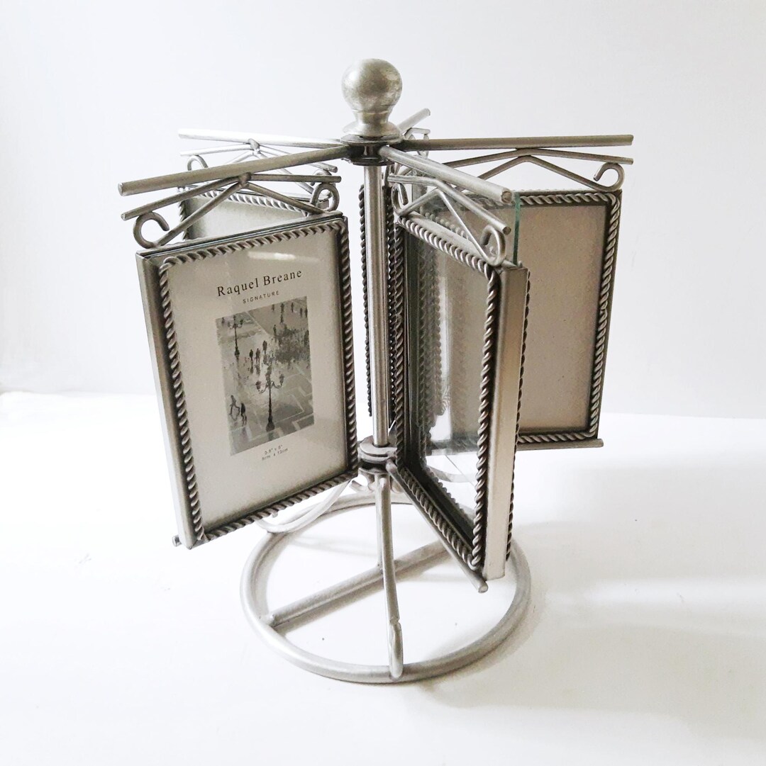 Upright Photo Holder Carousel Rotates Holds 10 Pictures Frame Go Round ...