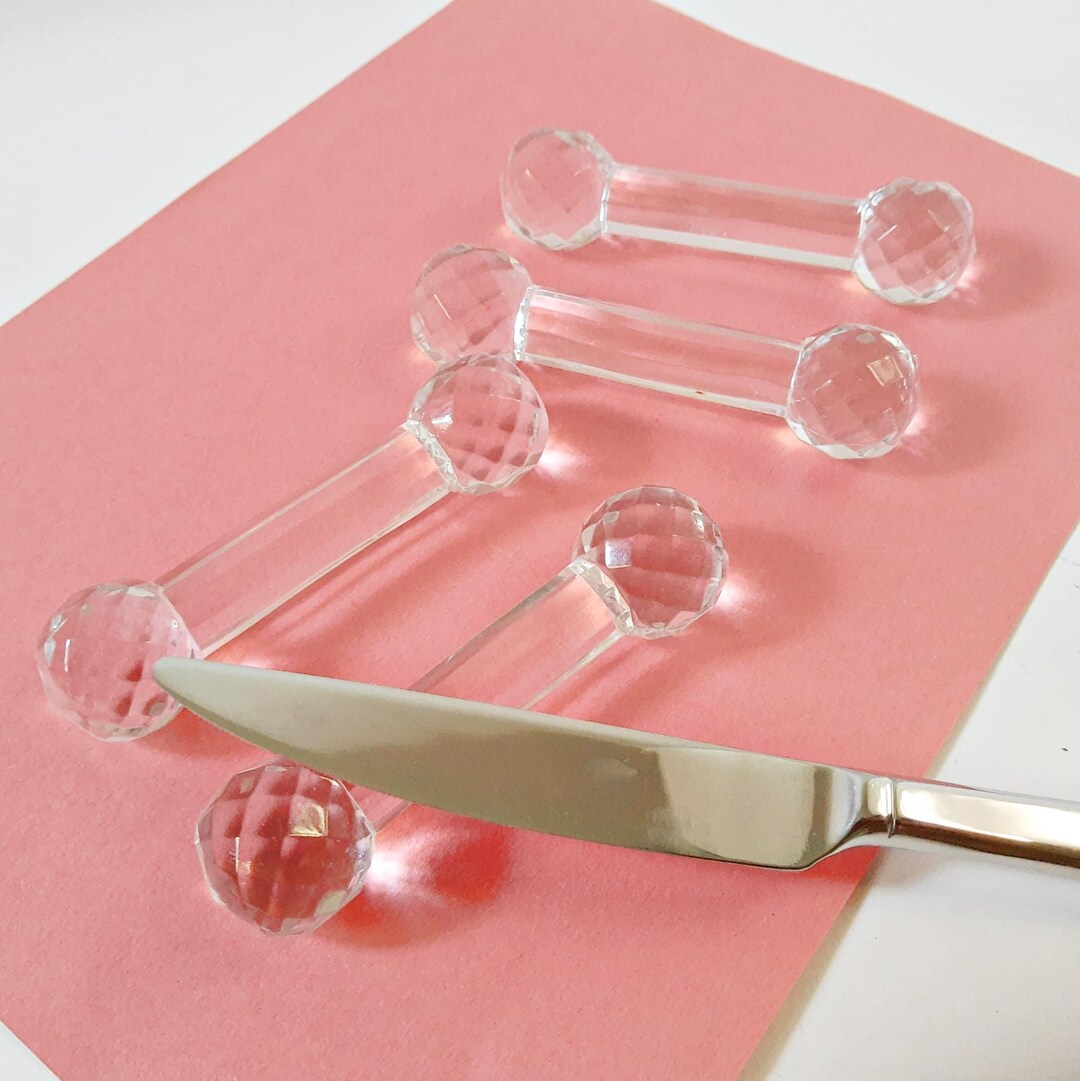 Barbell Knife Rests Crystal Glass Rests Multi Facet Lead Crystal Set of ...