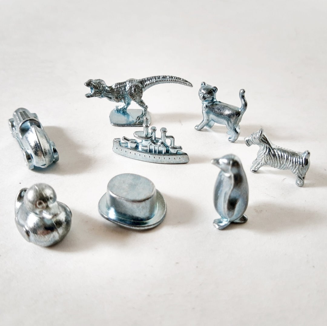 Dinosaur Monopoly Pewter Game Pieces Eight Metal Tokens, T-rex Dinosaur ...