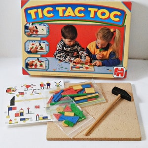 Tic Tac Toc 1988 Jumbo 303 Wooden Shapes and Hammer, Creative Play Game Made in Holland, Small ...