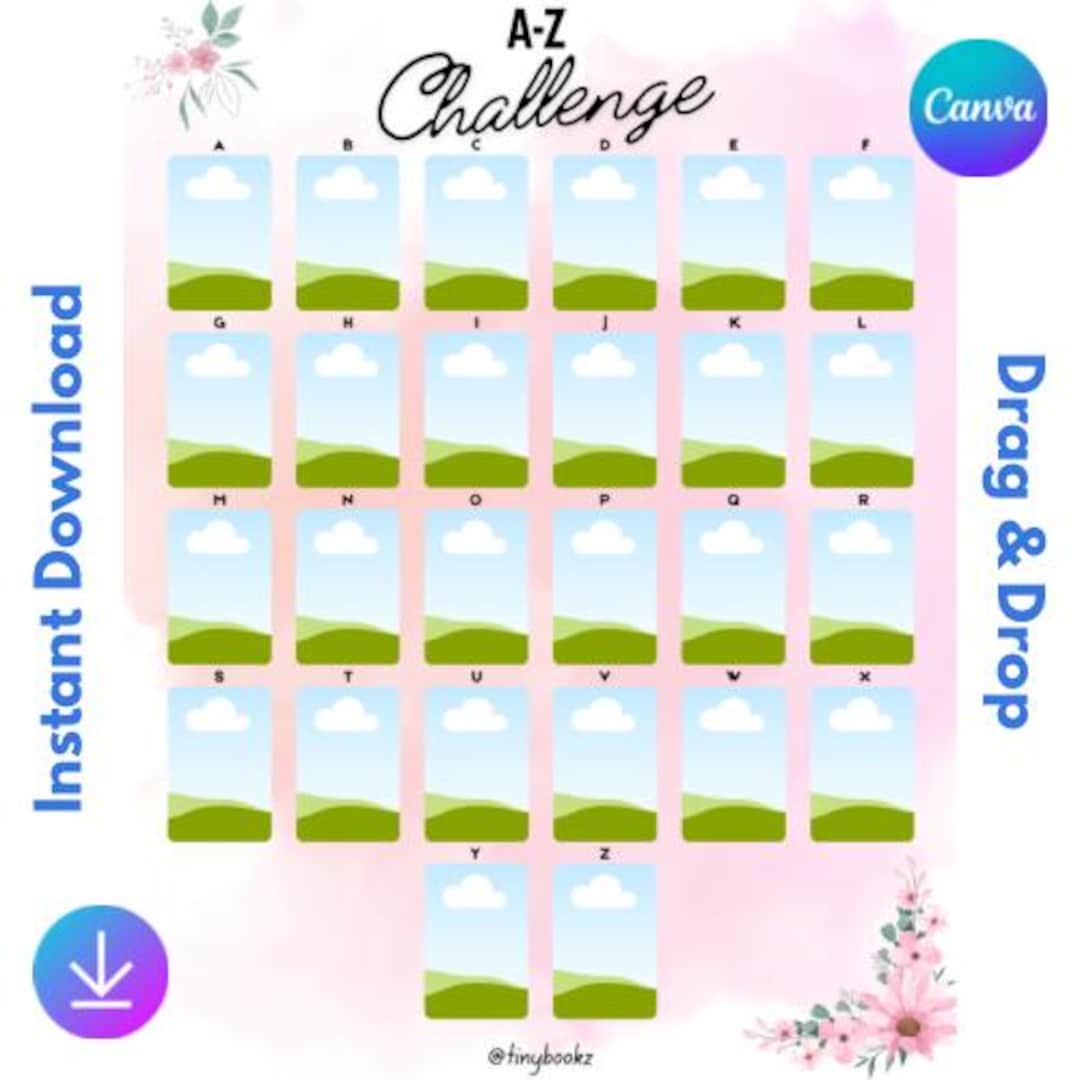 A-Z Reading Challenge, Canva Template, Drag and Drop, Alphabet Book ...