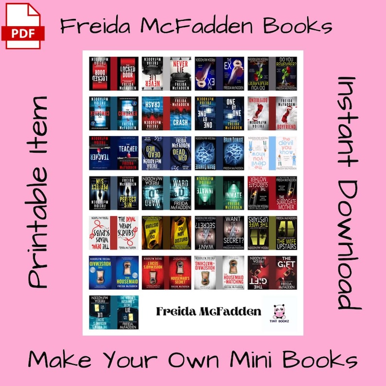 PRINTABLE ITEM, Freida Mcfadden Mini Book Template, Make Your Own Mini Books at Home, Miniature ...