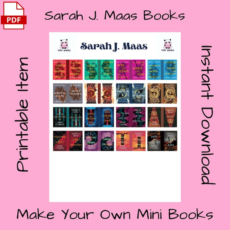 PRINTABLE ITEM, Sarah J Maas Mini Book Template, Make Your Own Mini Books at Home, Miniature ...