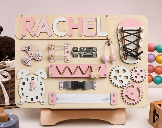 Wooden Busy Board Custom Name Puzzle Busy Board Gift for Baby Shower ...