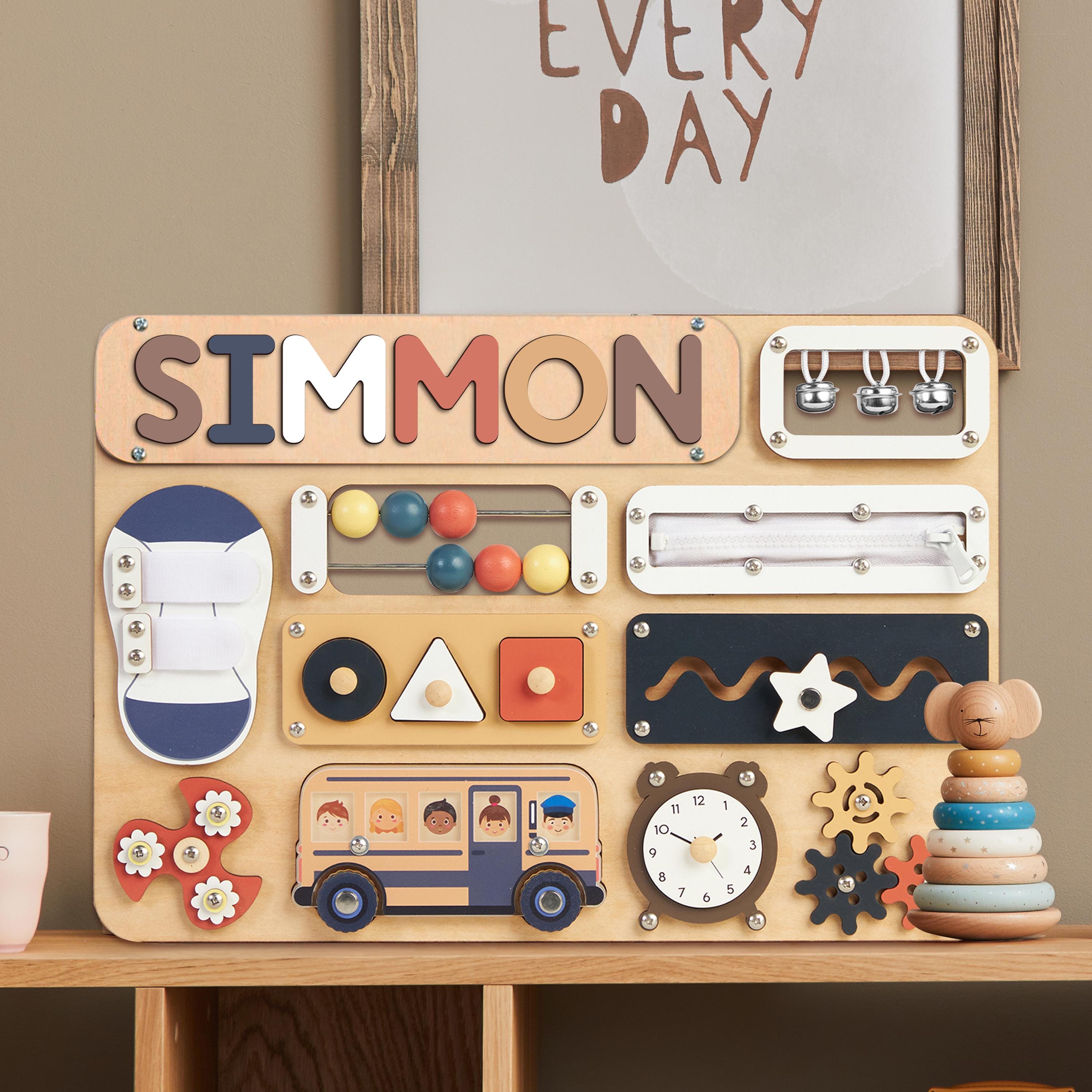 Wooden Busy Board Custom Name Puzzle Busy Board Gift for Baby Shower ...