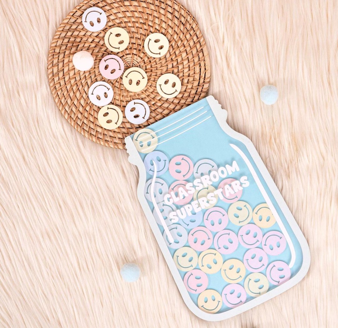 Personalized Smiley Face Reward Jar, Gift for Teacher, Colorful ...