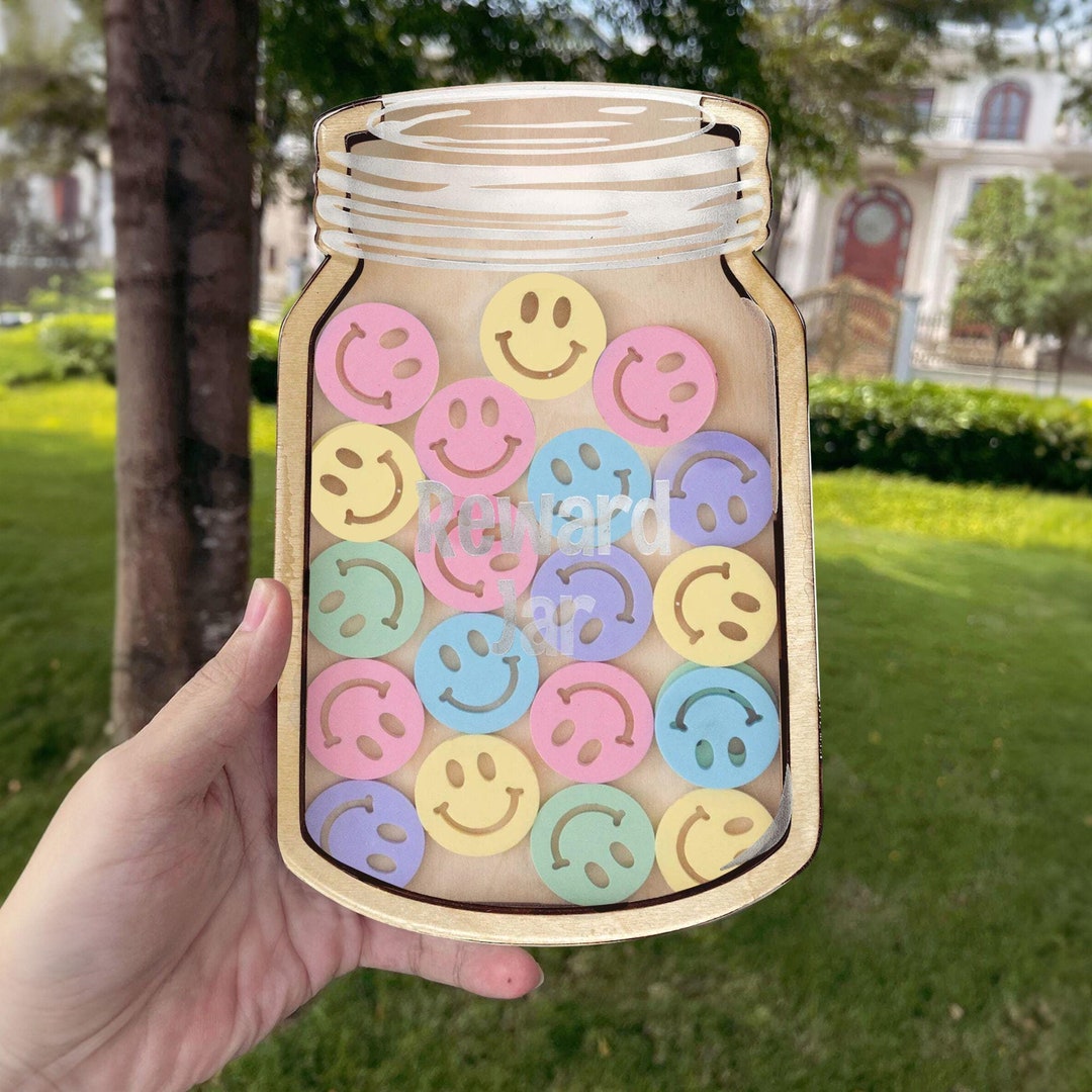 Smiley Face Reward Jar, Personalized Gift for Teacher, Colorful ...