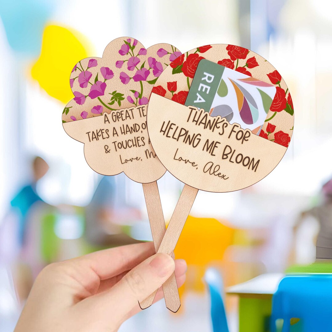 Personalized Teacher Gift Card Holder, Teacher Plant Sign, Teacher ...