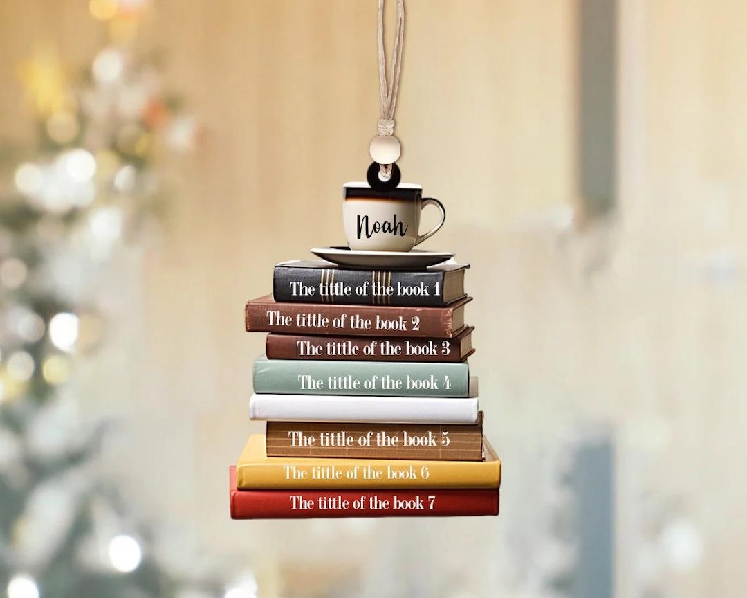 Book Lover Christmas Ornament, Custom Book Titles, Custom Book Lover ...