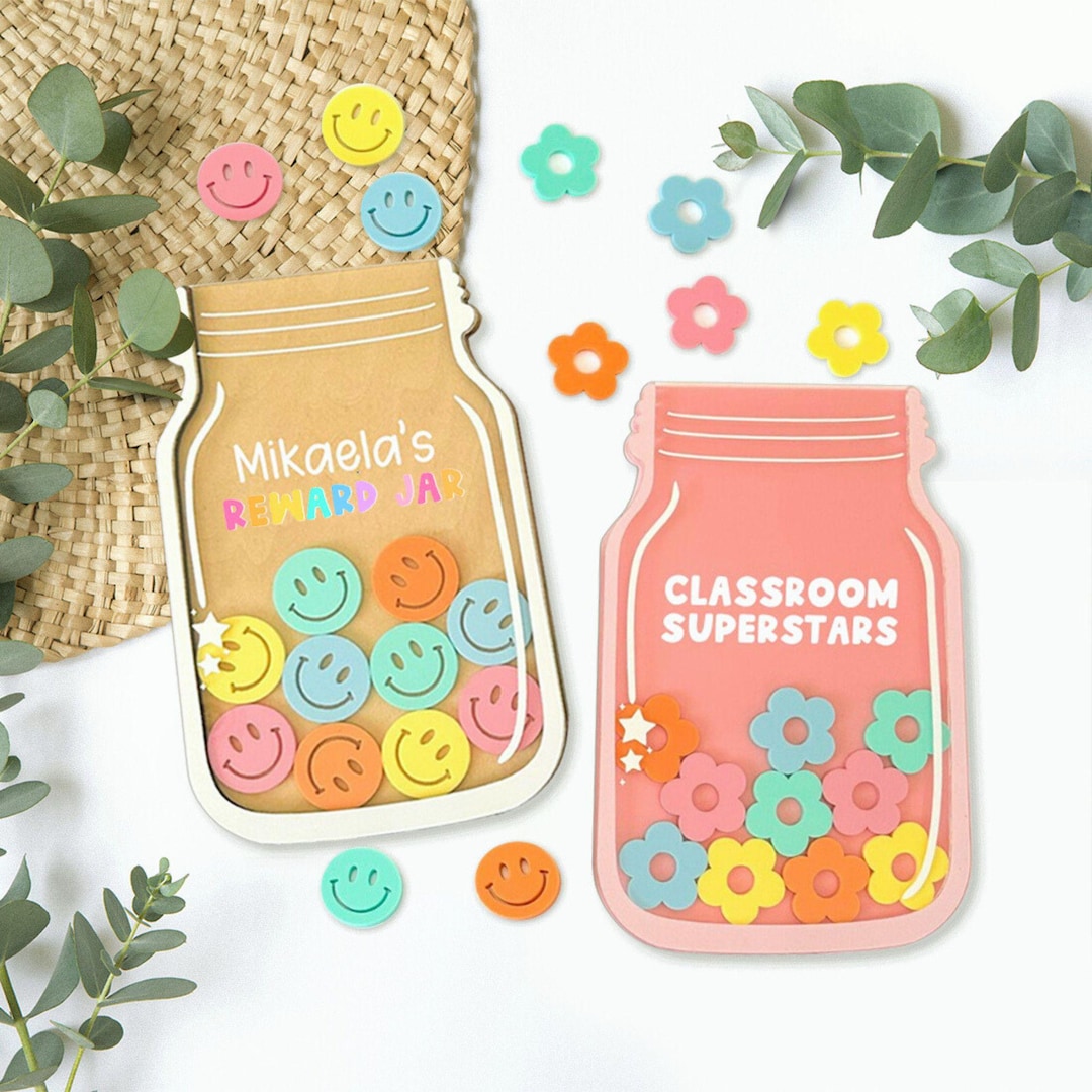 Smiley Face Reward Jar, Personalized Gift for Teacher, Colorful ...