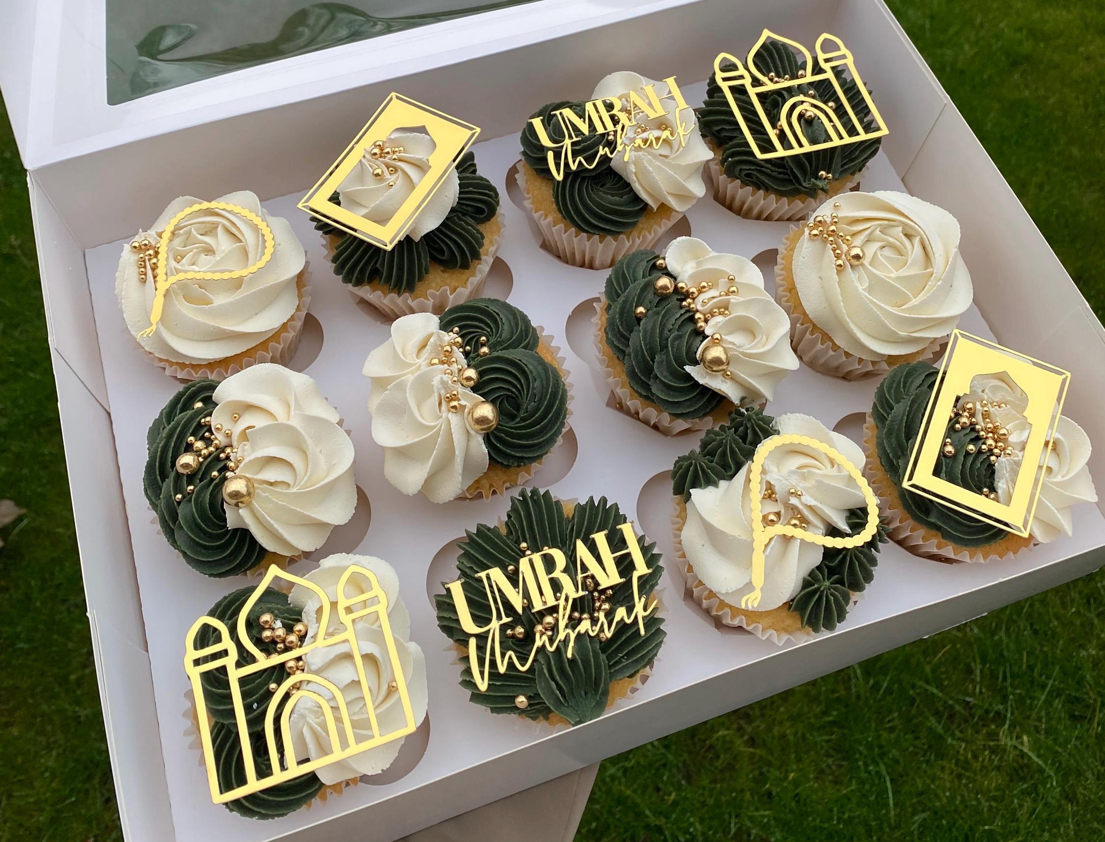 Umrah Mubarak Cupcake Toppers Masjid Tasbih Mosque Prayer Beads Cupcake