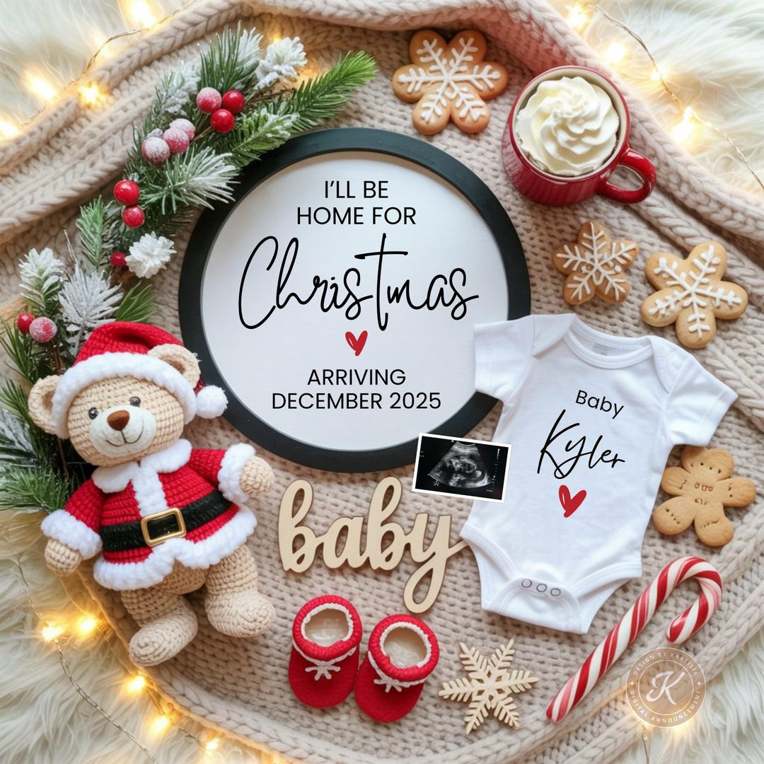 Winter Christmas Pregnancy Announcement December Baby Announcement ...