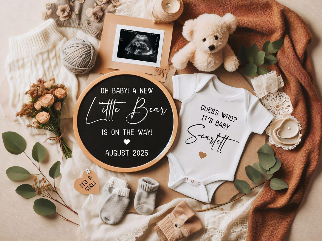 Neutral Pregnancy Announcement Template, Editable Baby Reveal ...
