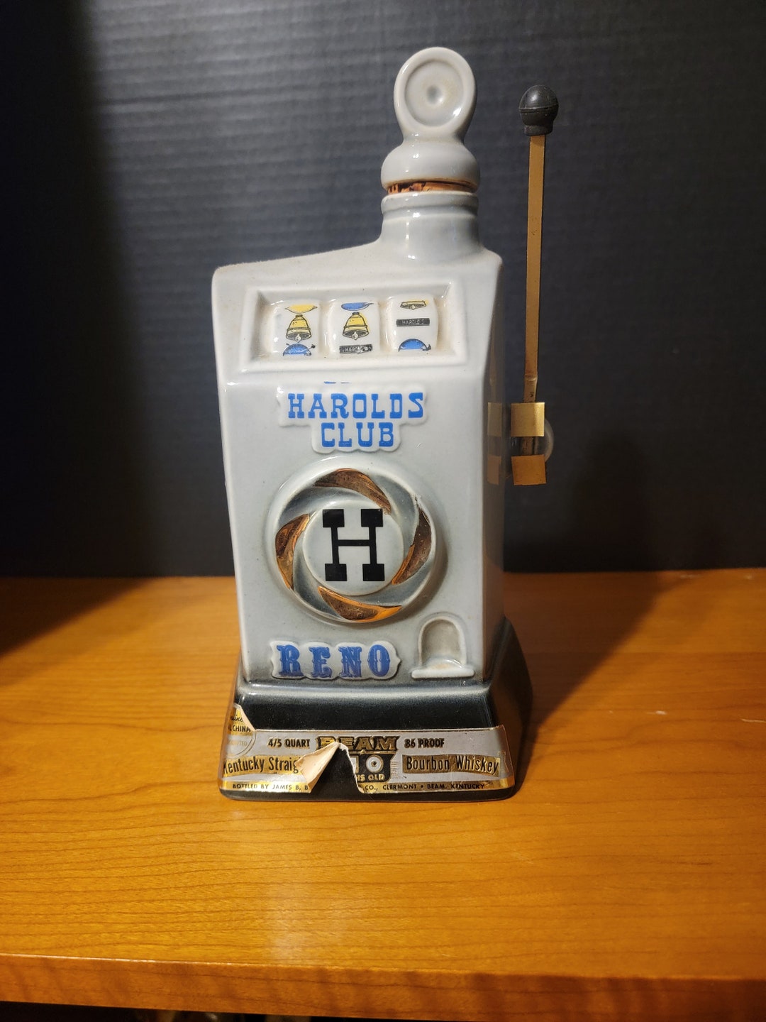 Jim Beam Harold's Club Grey Slot Machine Decanter Empty - Etsy