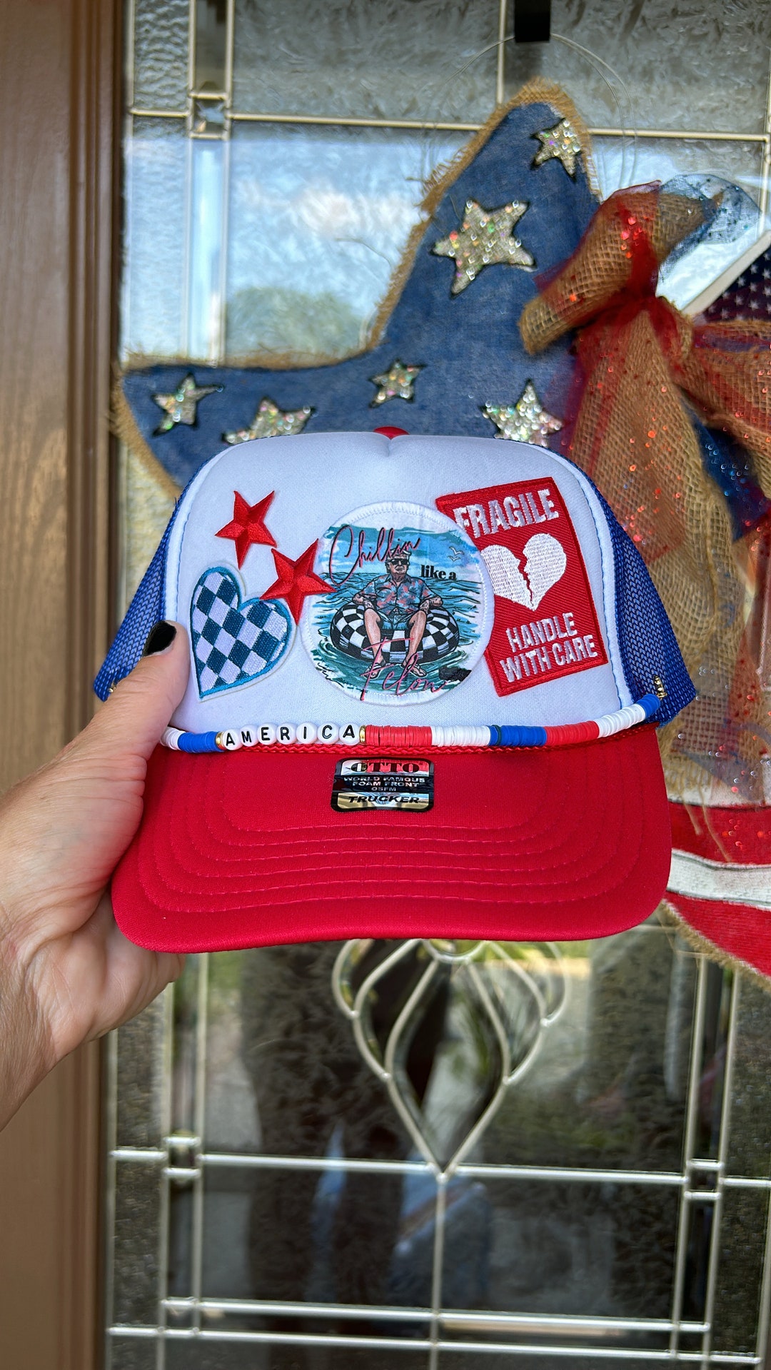Custom Handmade Trump MAGA Trucker Hat With Polymer Clay Chain ...