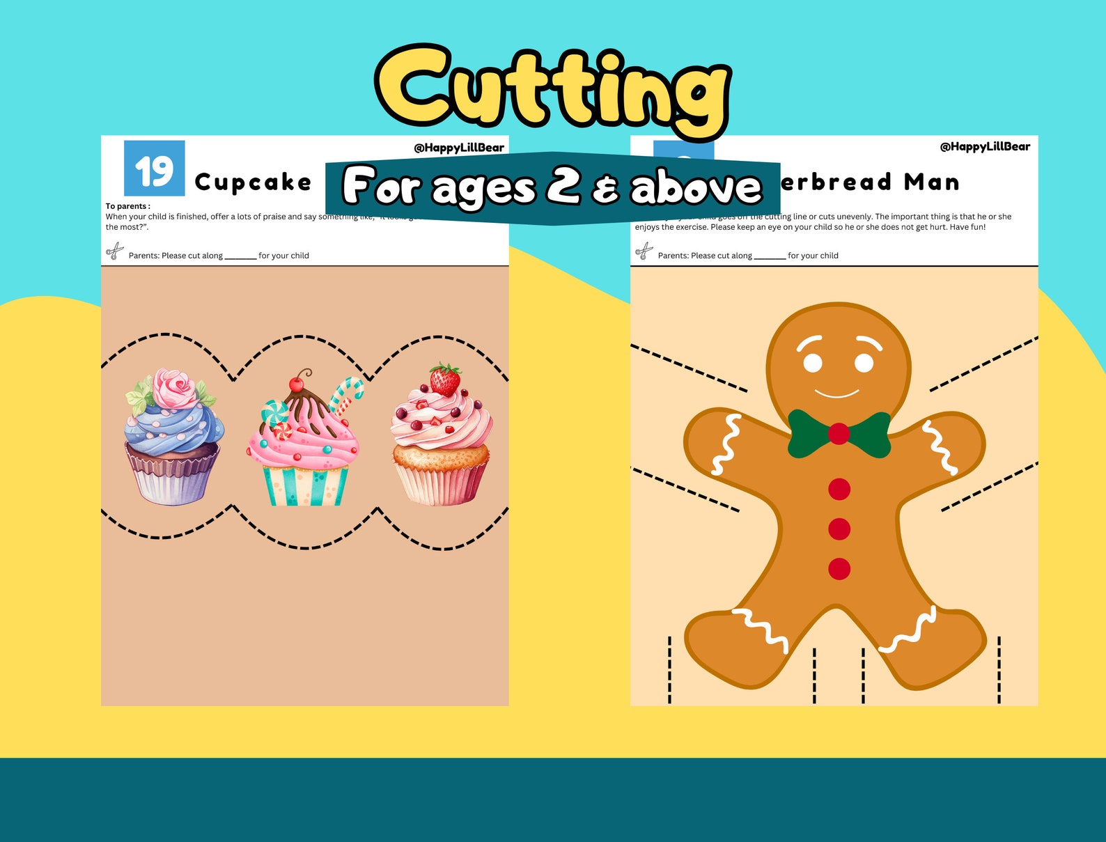 Scissors Skills Cutting Activities Food Edition, Printable Preschool ...
