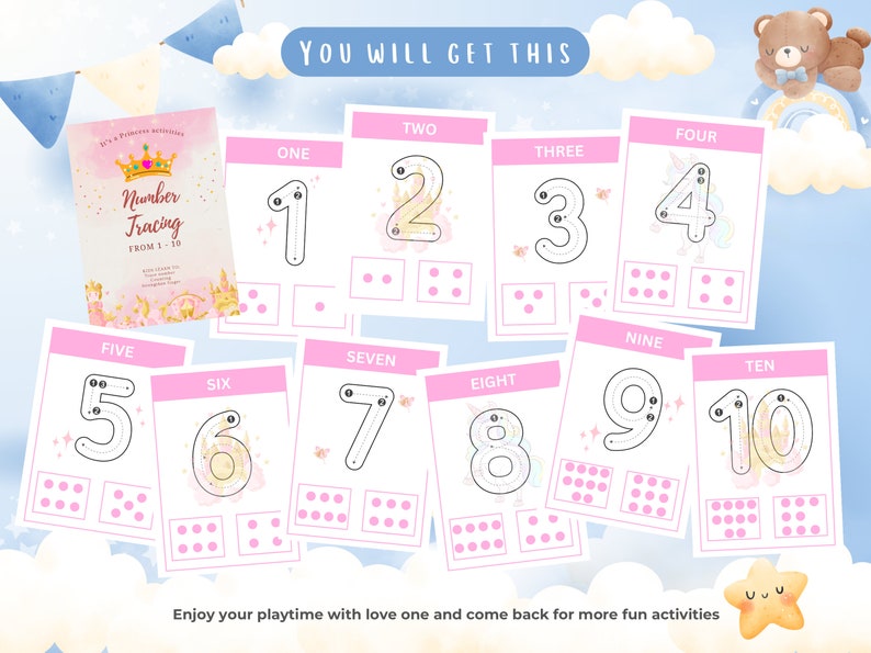 Tracing & Counting Numbers for Girl, Activity for Toddlers Preschool ...