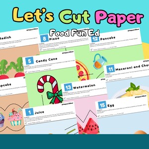 Scissors Skills Cutting Activities Food Edition, Printable Preschool ...