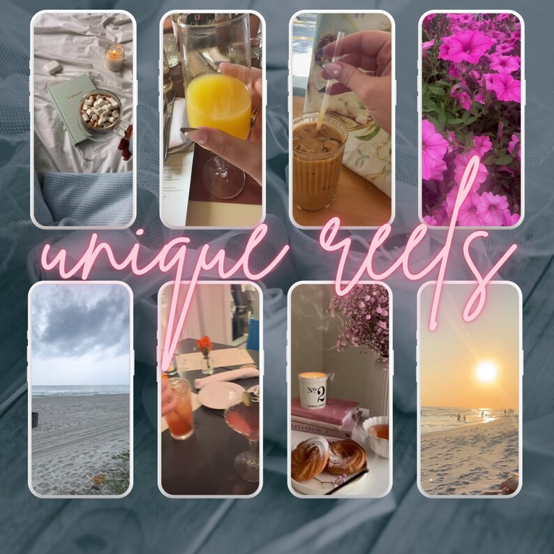 650 + Pink Beachy Aesthetic Faceless Reels Instagram Tiktok PLR & MRR ...