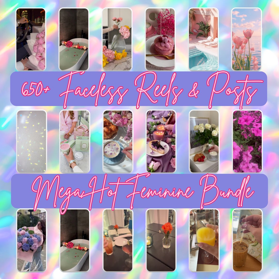 650 + Pink Beachy Aesthetic Faceless Reels Instagram Tiktok PLR & MRR ...
