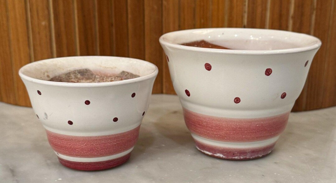 Mid Century Upsala Ekeby Pair of Polka Dot Pots Swedish Design ...
