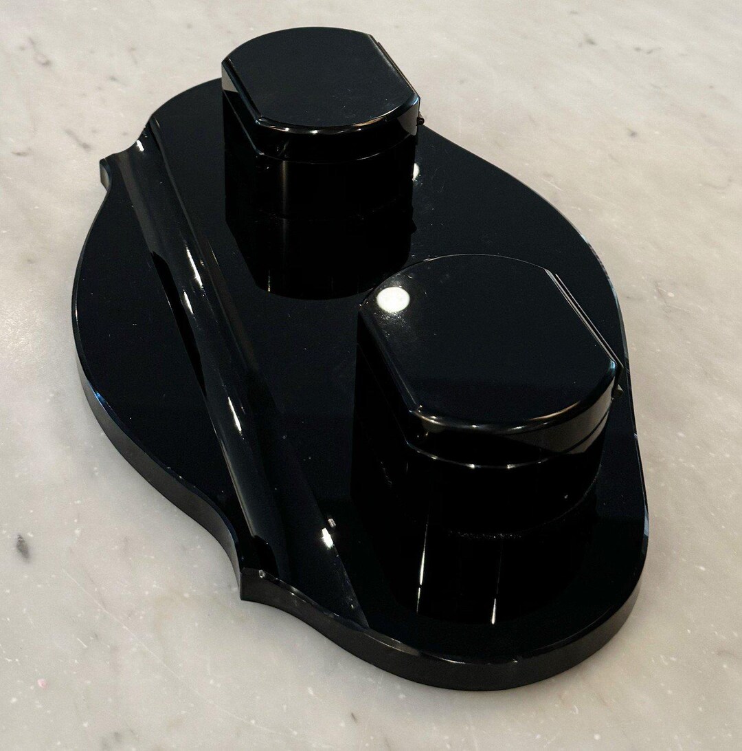 Art Deco Black Obsidian WRITING SET Natural Stone - Etsy