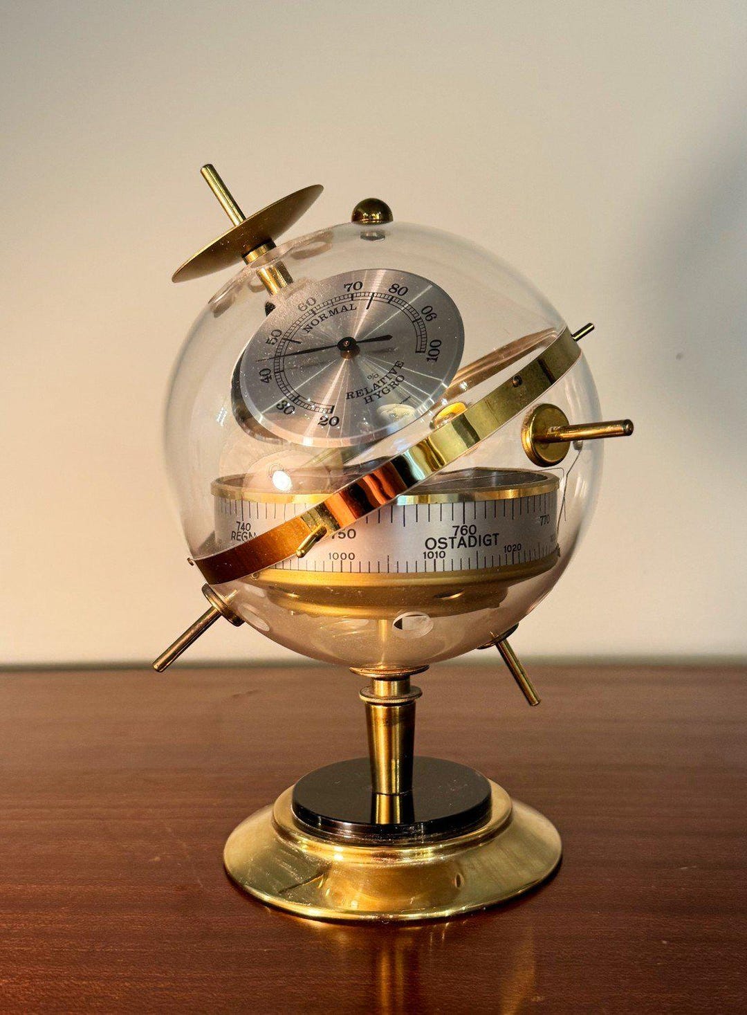 Mid Century Barometer, Thermometer, Hygrometer in Globe Shape Made in ...