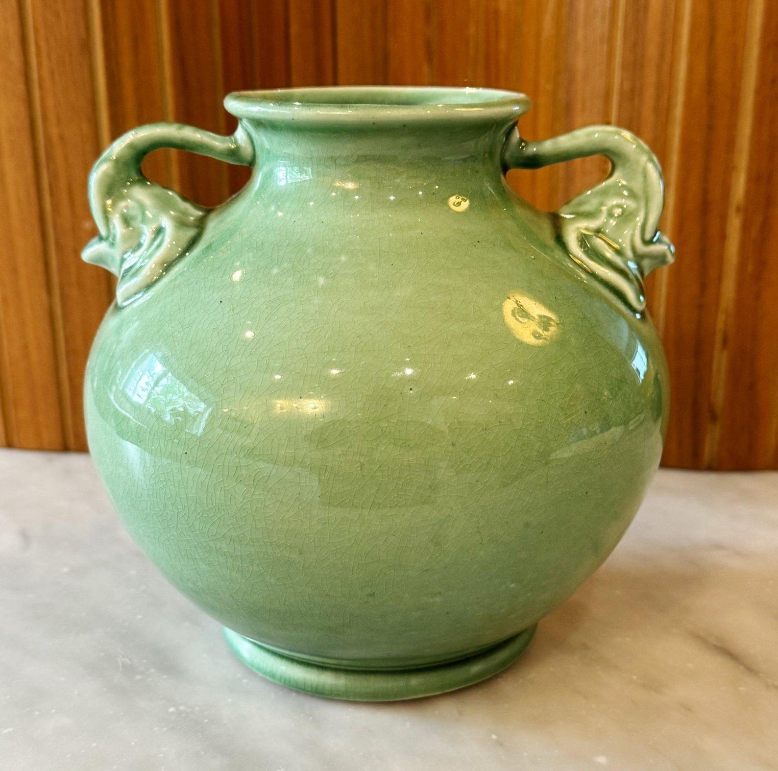 Red Wing Art Pottery Vase Green Elephants - Etsy