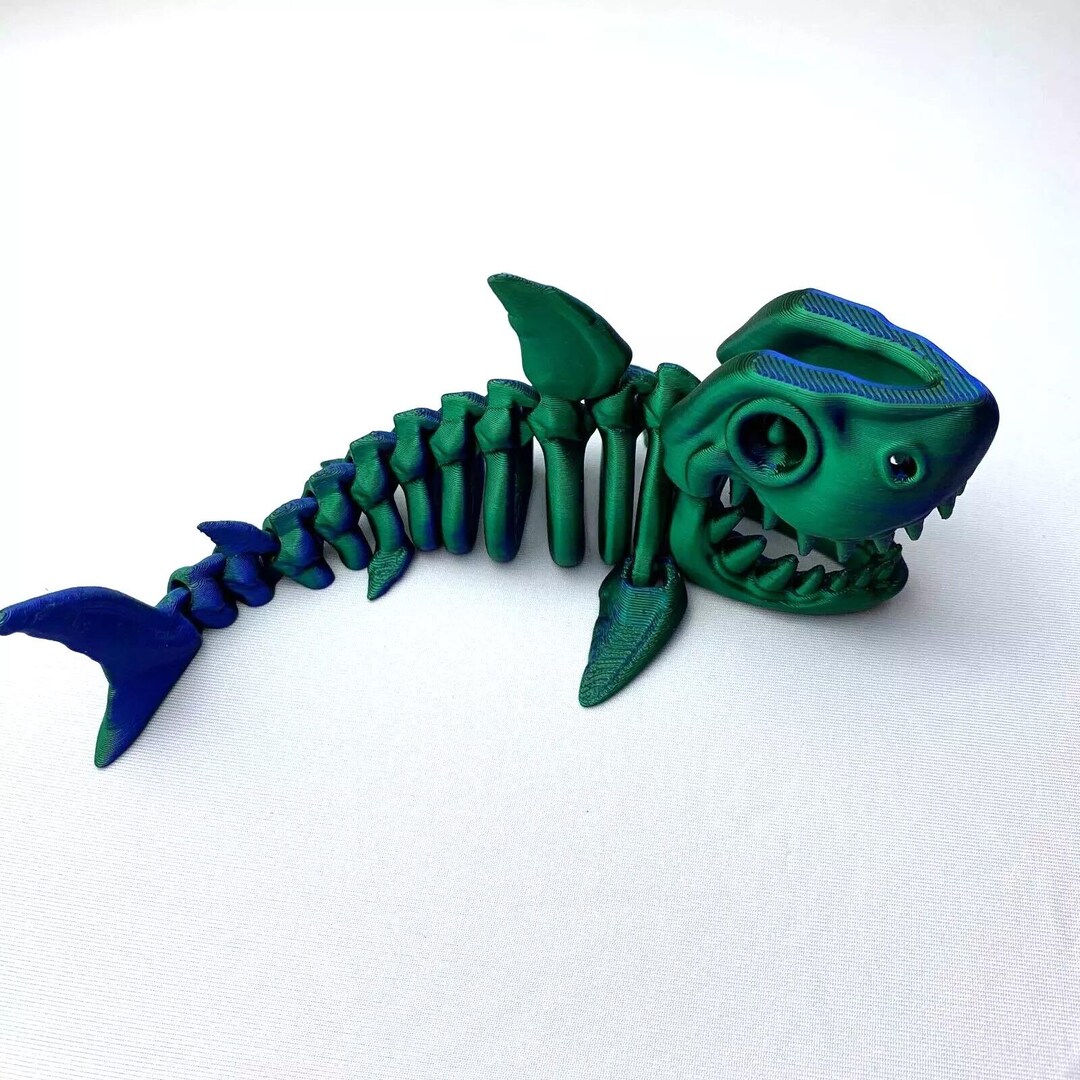 Skeleton Shark Flexi Articulated Figure - Moveable Jaw - Animal Toy ...