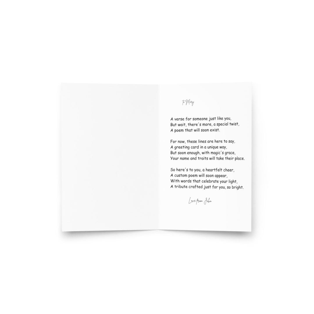 Custom Greeting Card ..poem and Picture Created Based on Your ...