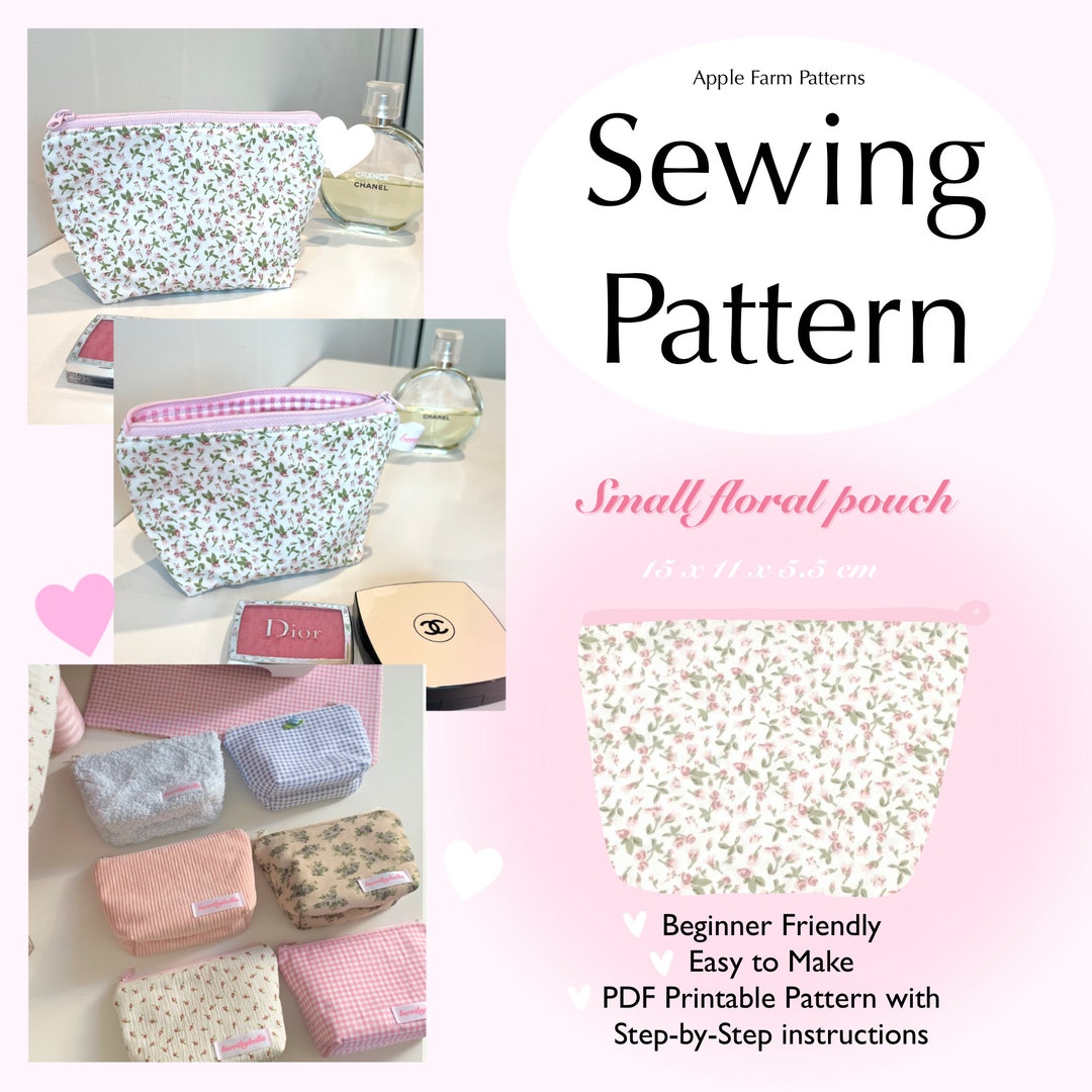 Makeup Bag Sewing Pattern | Small Makeup Pouch PDF Sewing Instructions | Makeup Bag Pattern ...