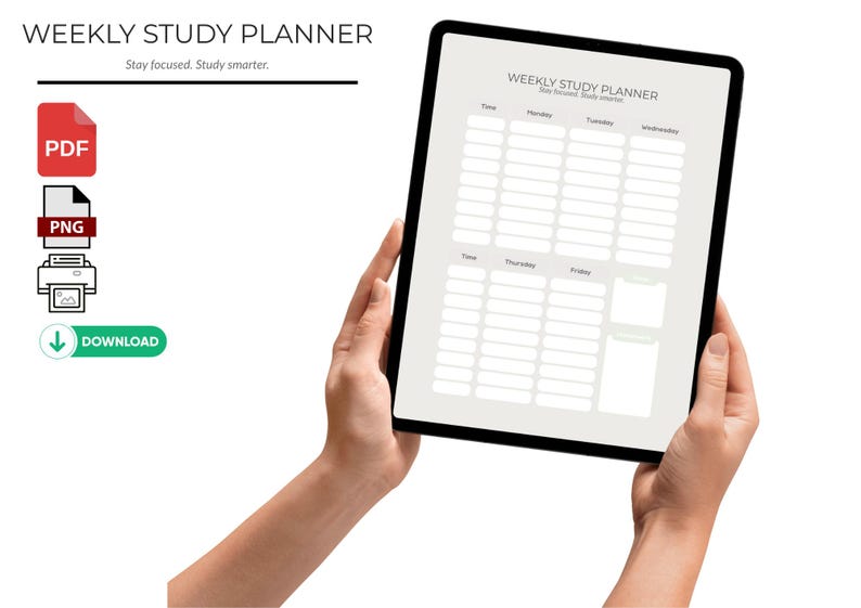 Minimal Weekly Study Planner Printable | College, Med School Planner ...