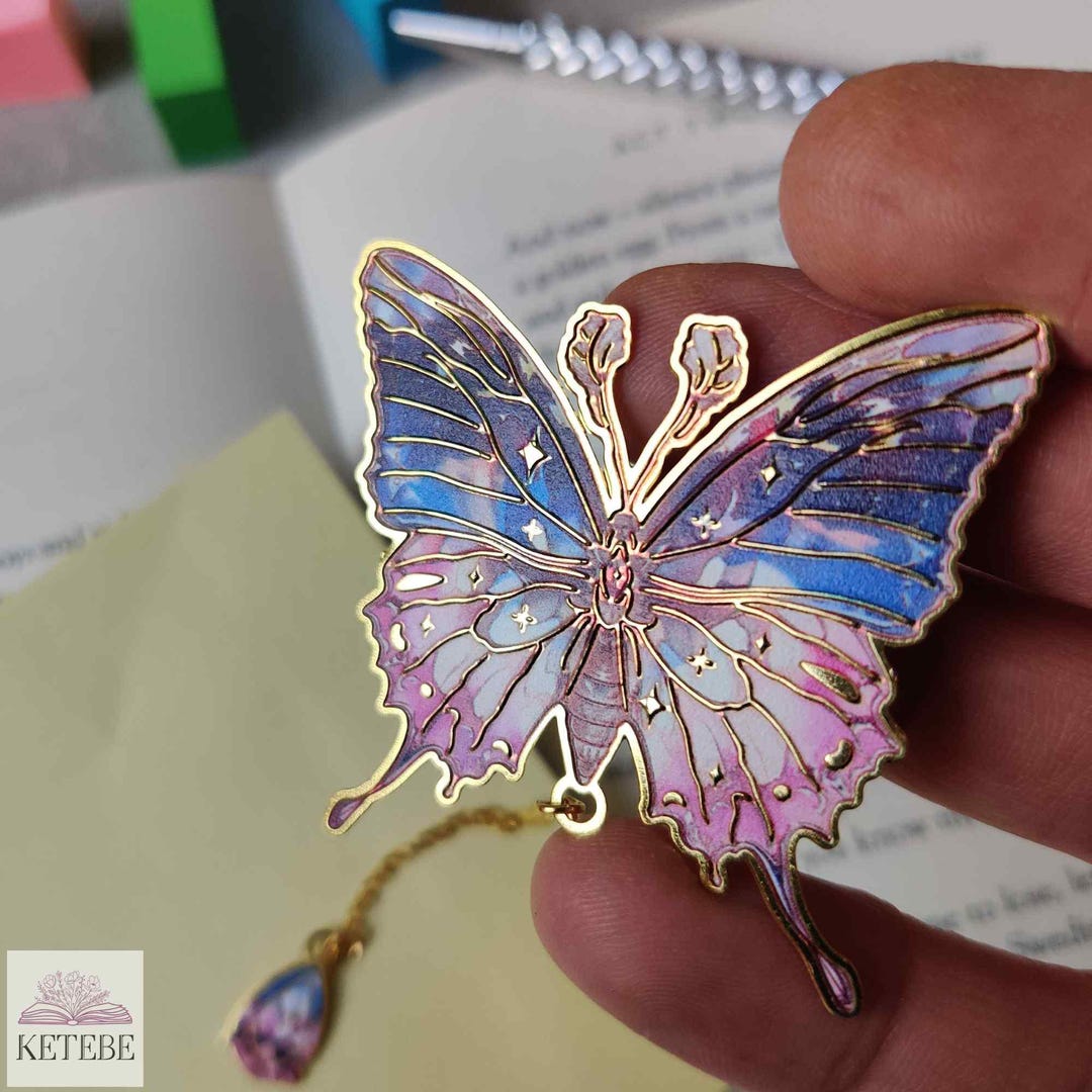 Metal Butterfly Bookmark, Pendant Chain, Book Lover Gift - Etsy