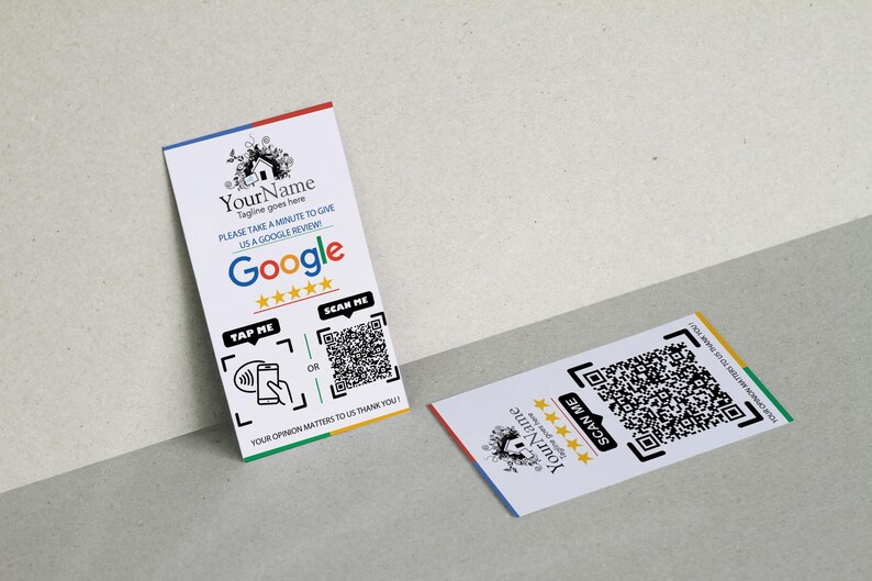 Custom Google NFC & QR Code Feedback Card Made With Your Business Logo ...