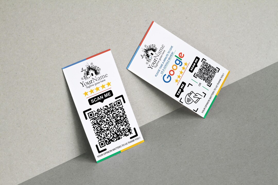Custom Google NFC & QR Code Feedback Card Made With Your Business Logo ...