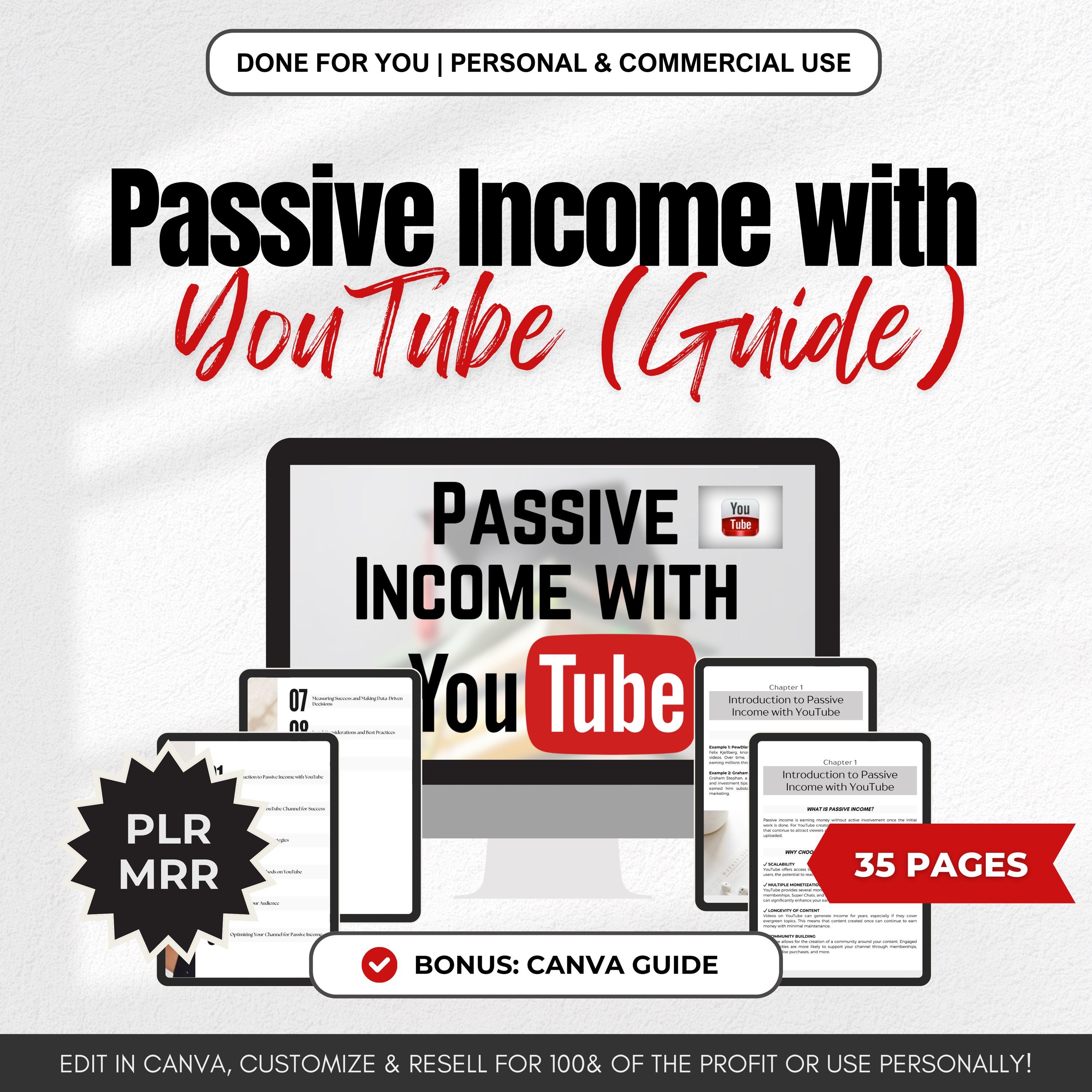 Passive Income With Youtube Guide | DFY Digital Product Master Resell ...