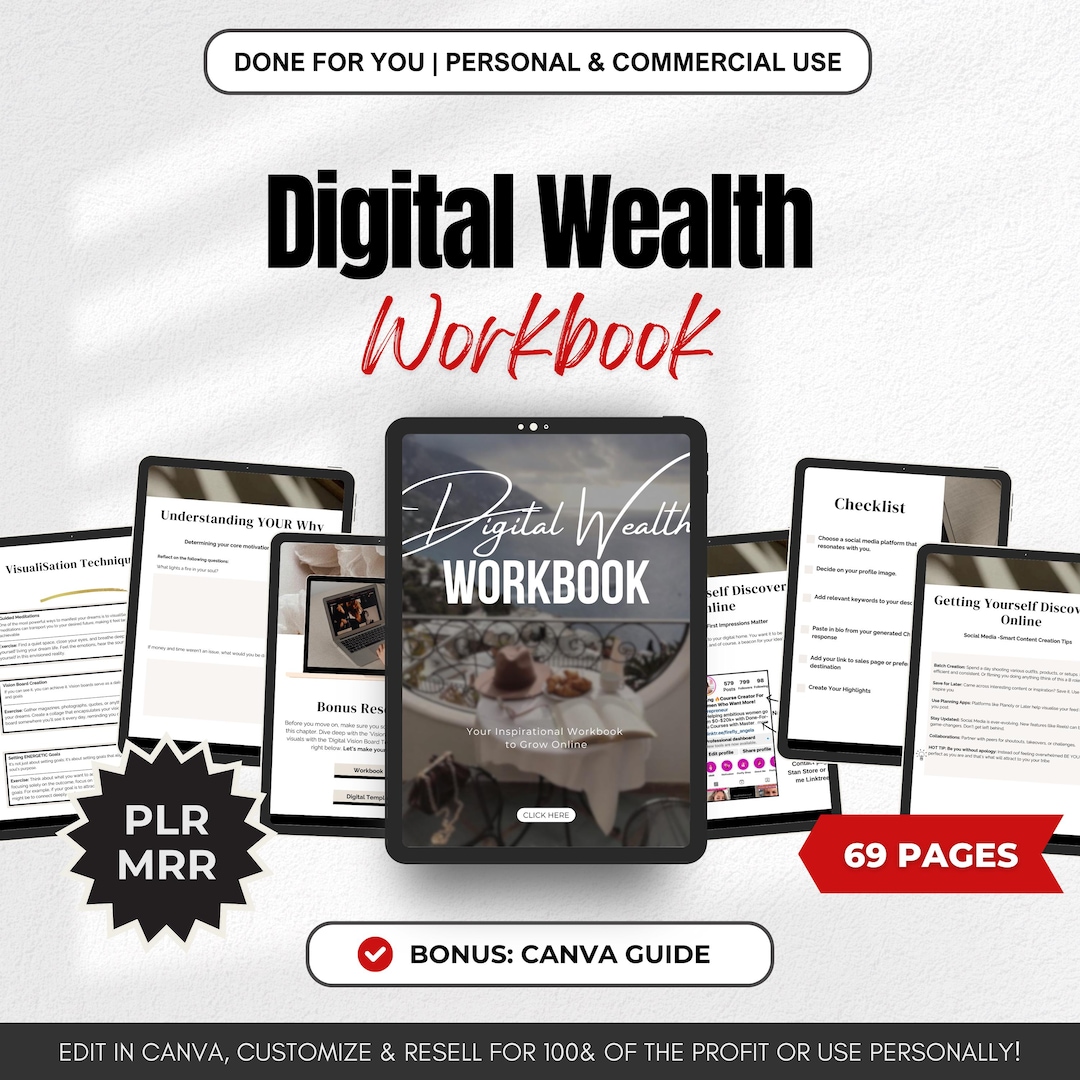 Digital Wealth Workbook Master Resell Rights MRR PLR, Passive Income ...