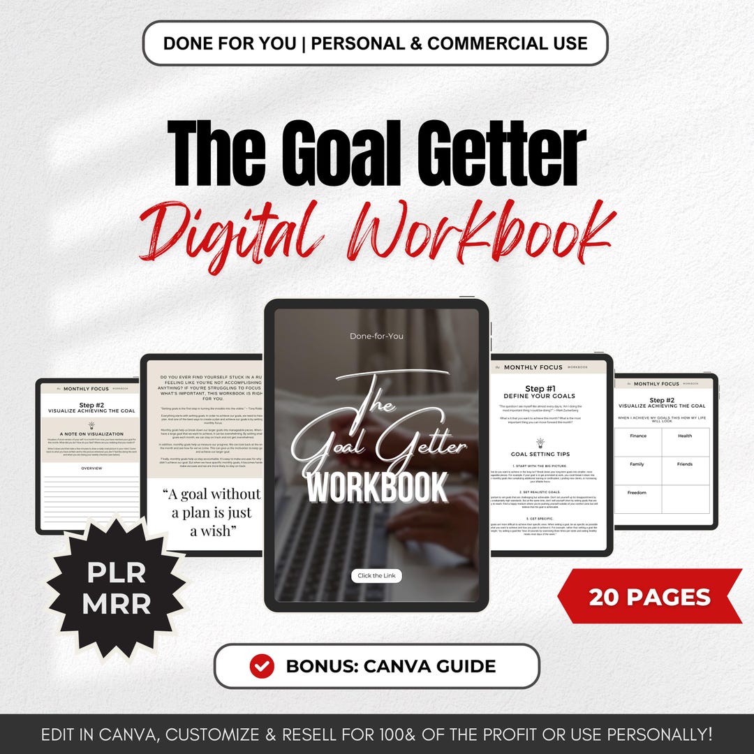 Goal Getter Workbook Self-improvement Master Resell Rights MRR Private ...