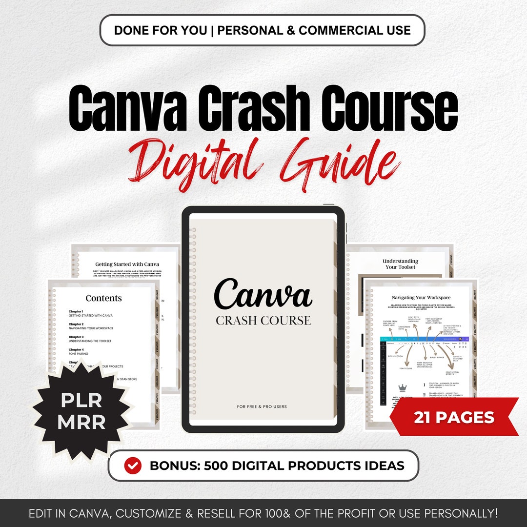 Canva Crash Course, Master Resell Rights MRR PLR Digital Product DFY ...