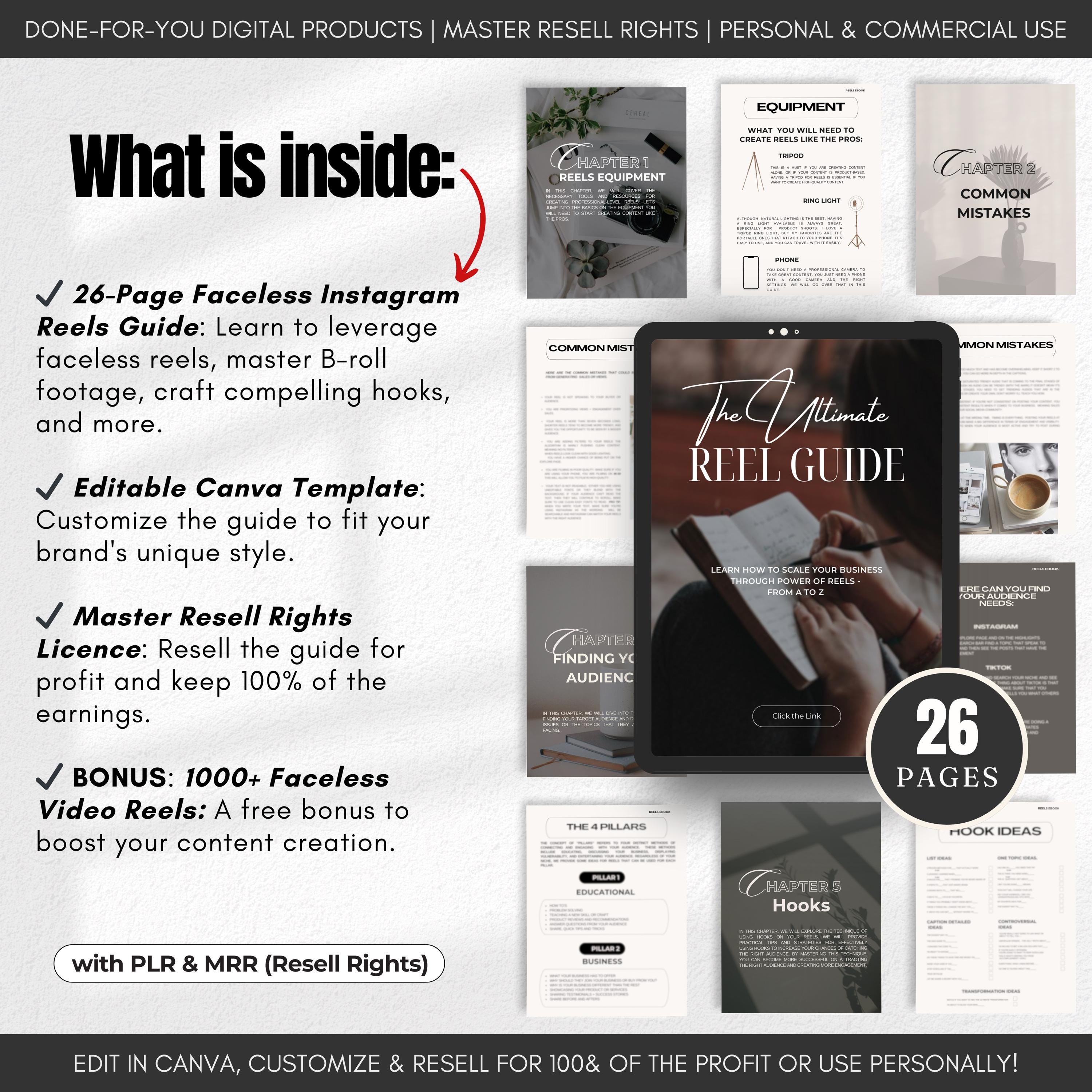 Faceless Reels Mastery Guide | Ultimate Reel Videos Ebook Editable ...