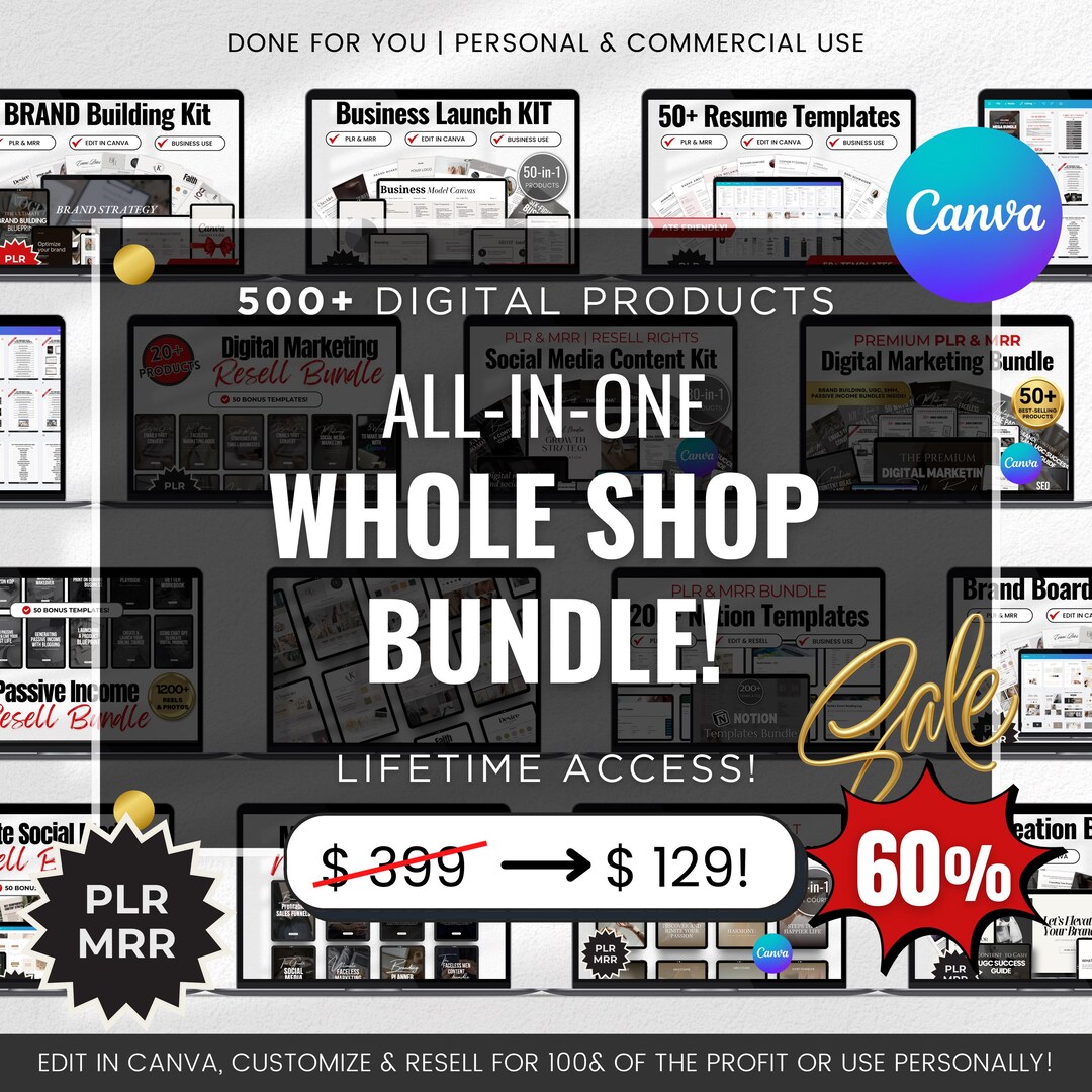 WHOLE SHOP BUNDLE | Lifetime Access to All Digital Products, Passive ...