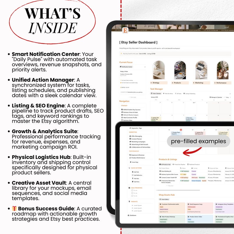 Etsy Seller Template Notion, Online Digital Product Shop Dashboard ...
