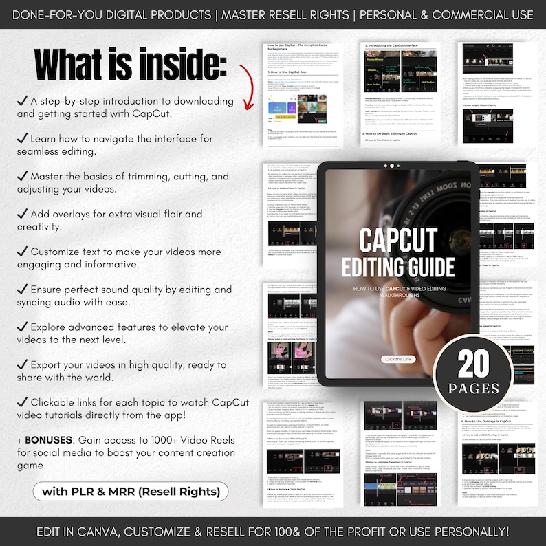 Ultimate Guide to Capcut Editing Ebook MRR PLR Master Resell Rights DFY Digital Blueprint to ...